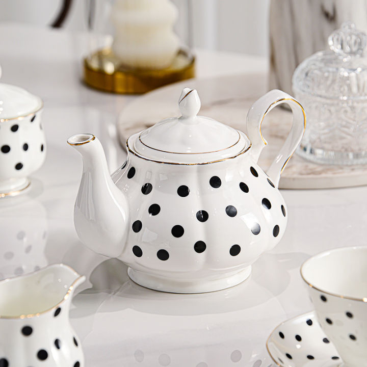 Gold Rimmed European Style Tea Set Ceramic Bone China Afternoon Tea ...