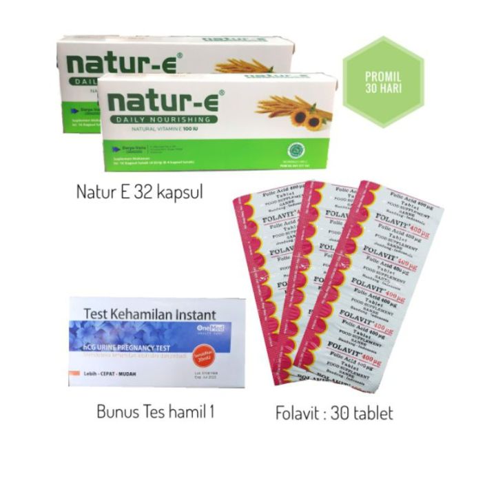 ⚡PAKET PROMIL⚡ Natur E 32 & Folavit 30 tablet free Tespek Onemed tes ...