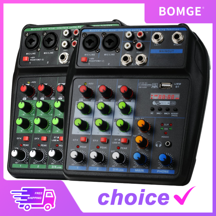 Portable 4 channel audio mixer Recording Sound Console Mixing card With ...
