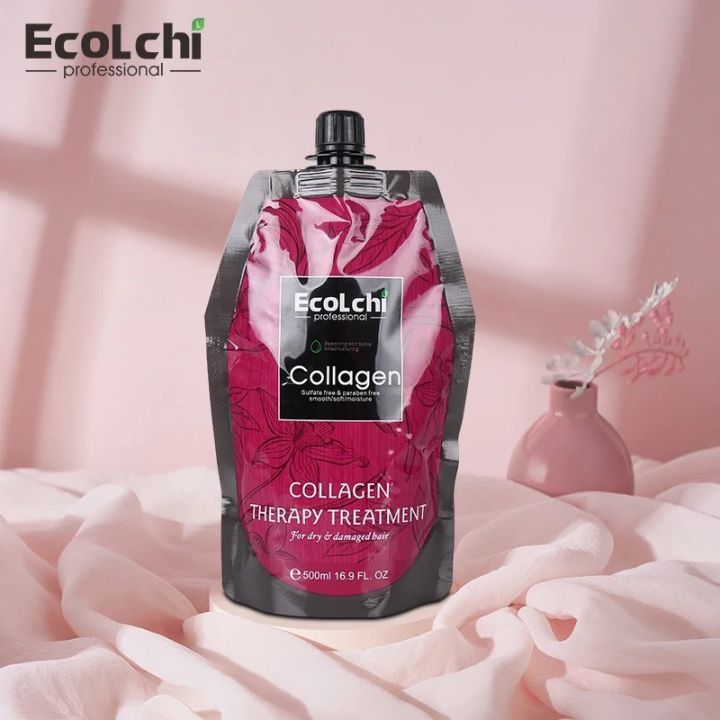 ทรีทเม้นท์บำรุงผม Ecolchi collagen hair mask & collagen shampoo 800 ml ...