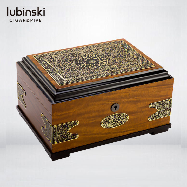 30CT LUBINSKI Humidor European Style Antique Copper Patch Cedar Wood ...