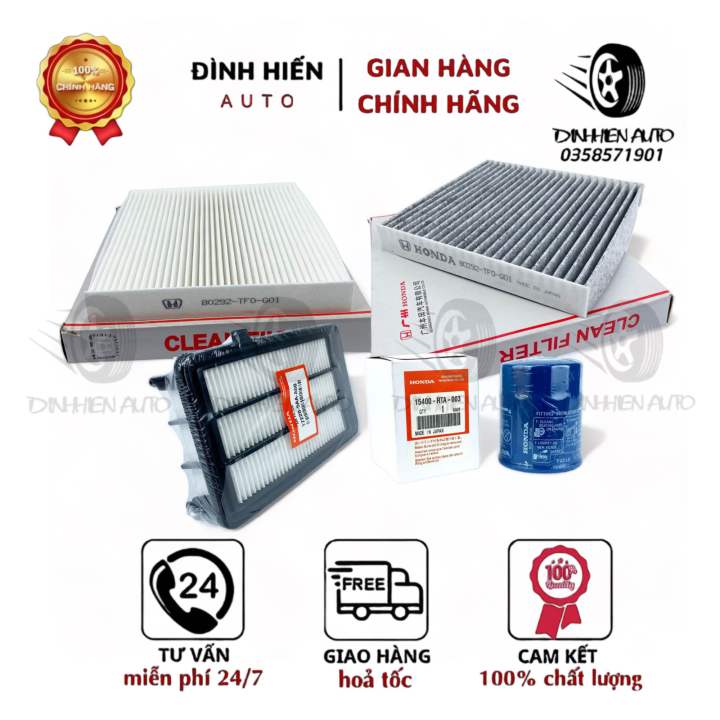Combo lọc Honda CRV (2018-22) 1.5: Lọc gió động cơ + lọc gió điều hoà ...