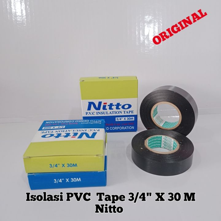 NITTO ISOLASI LISTRIK ORIGINAL TAPE HITAM 3/4" 30M | Lazada Indonesia