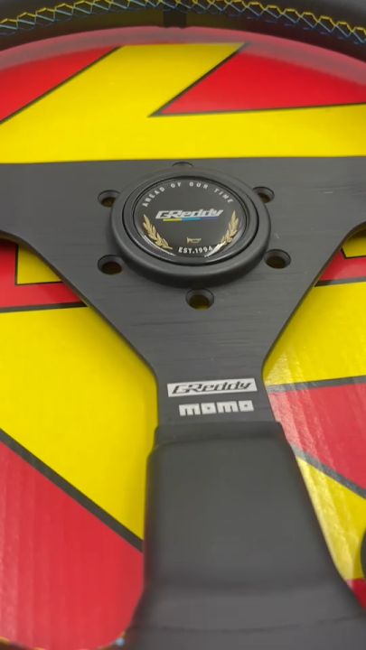 พวงมาลัย MOMO X Greddy พวงมาลัยรถยนต์ collab serie หนังเเท้ ก้านเรียบ ...