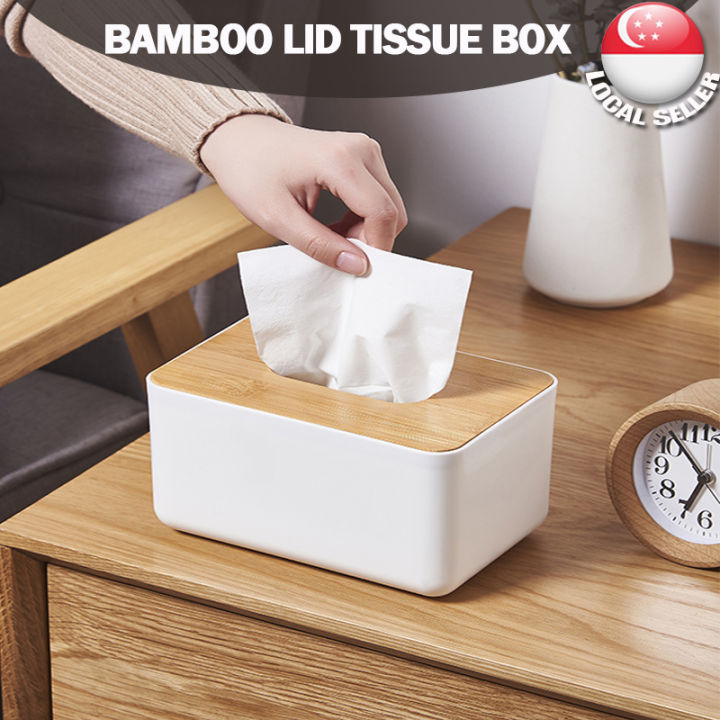 🇸🇬【SG stock】Bamboo Tissue Box Minimalist Bamboo Tissue Box Holder ...