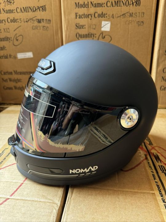 NOMAD CAMINO Fullface Retro / Classic Single Visor Helmet (FREE CLEAR ...