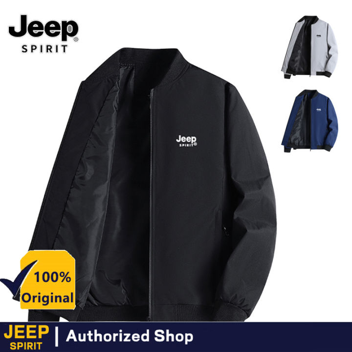 Jeep Spirit Bomber Jacket jaket kasual lelaki jaket lengan panjang ...