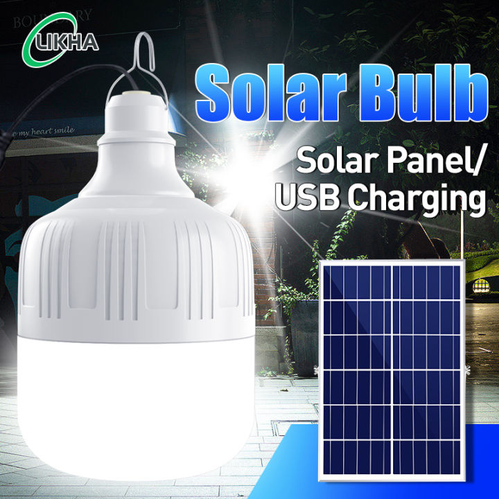 LIKHA Solar Light Bulb Outdoor Waterproof Portable Rechargeable Solar ...