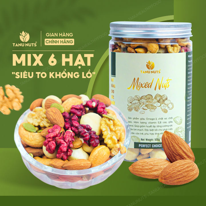 Hạt dinh dưỡng mix 6 loại hạt TANU NUTS hũ 350g/500g ngũ cốc granola ...