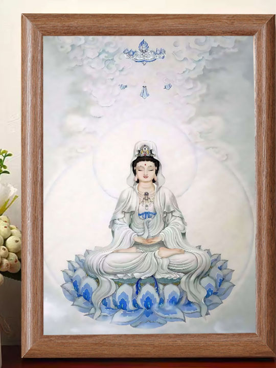 Buddha Image Hanging Painting White Robe Guanyin Living Room Entrance ...