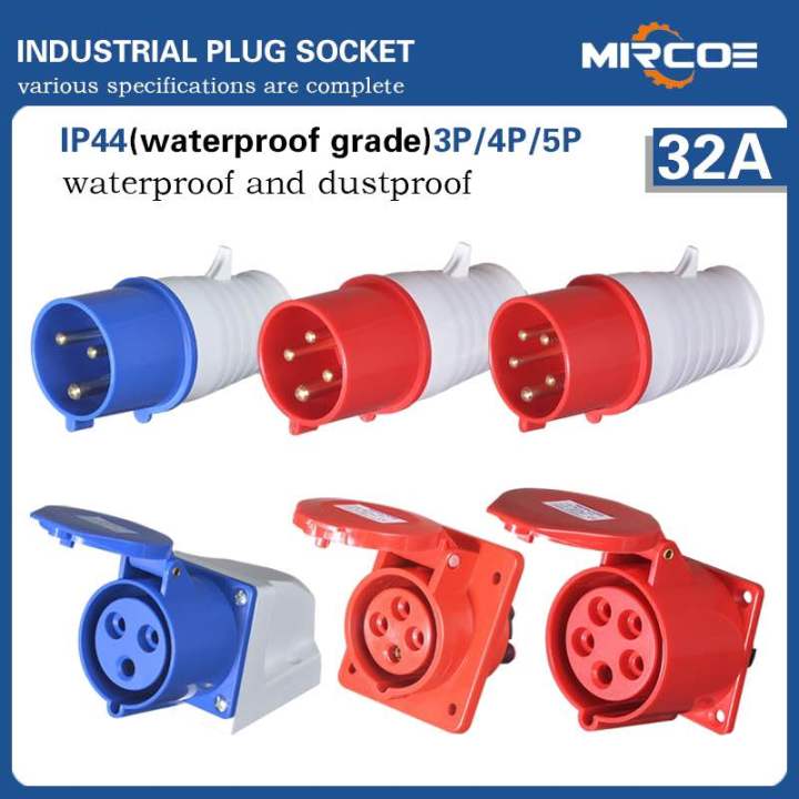 32A 3pin 4pin 5pin Industrial Plug Inudstrial Connector Coupler Panel ...