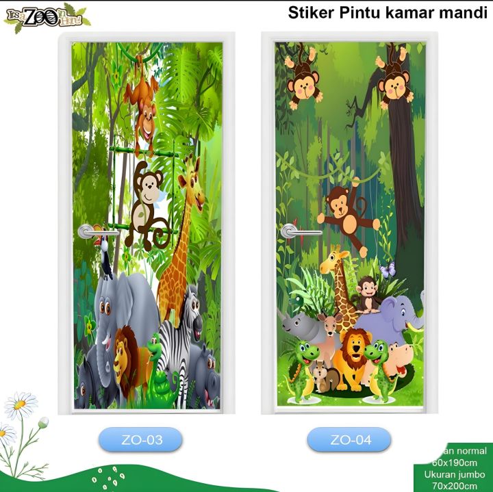 Stiker pintu kamar mandi / sticker pintu kamar mandi motif hewan kartun ...