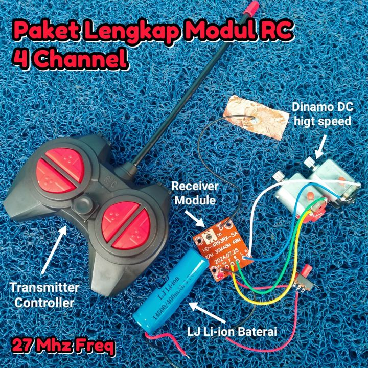 Modul RC 4 Channel Paket Hemat Lengkap Frekuensi 27Mhz, Transmitter ...