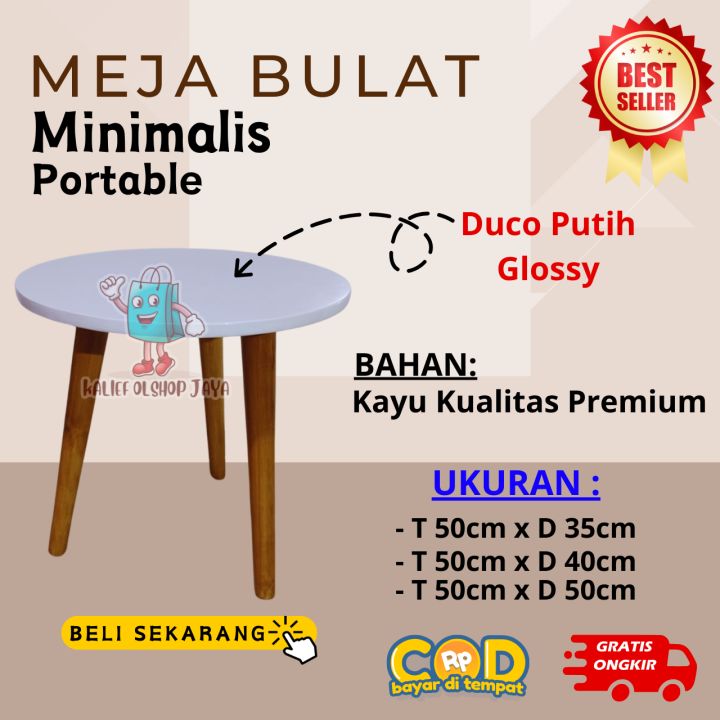 Meja Bulat 3 Kaki Full Natural Kualitas Terbaik | Lazada Indonesia