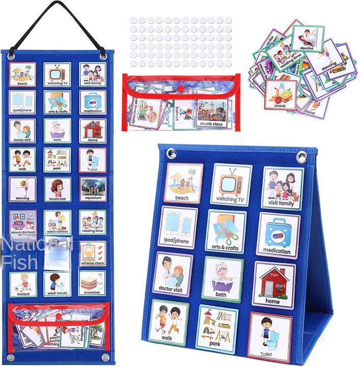 70 Cards Visual Daily Schedule Chart for Kids With Autism Pocket Chart ...