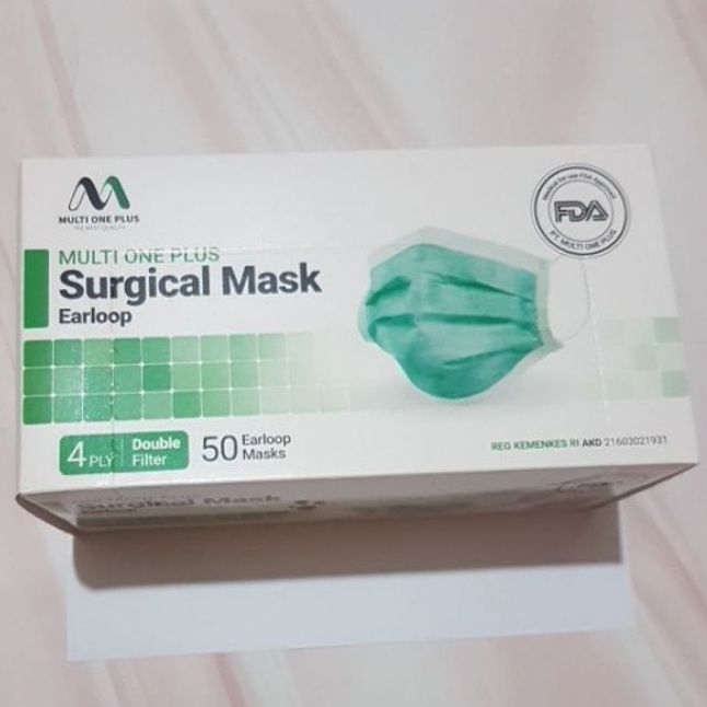 MASKER 4 PLY MULTI ONE PLUS SURGICAL MASK EARLOOP / HIJAB | Lazada ...
