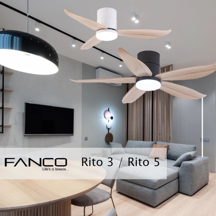 FANCO CO-FAN Rito 3 5 ceiling fan smart dc LED tri colour light 24W ...