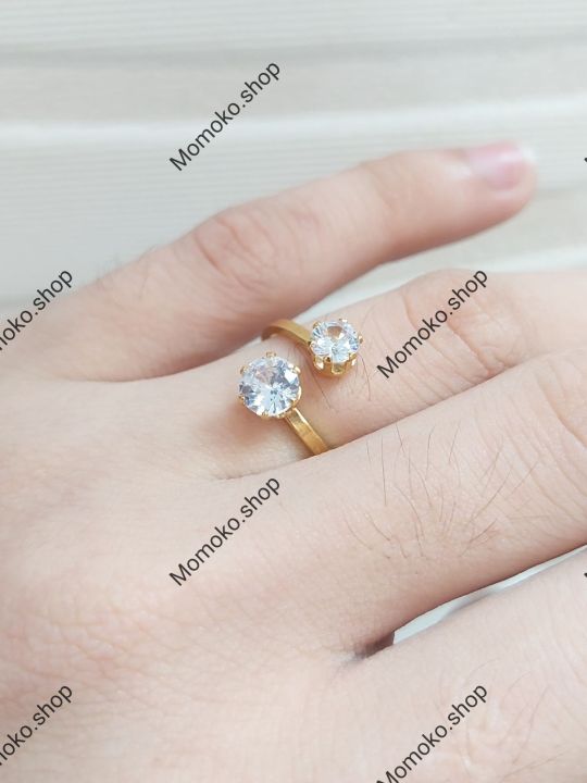 High Quality Double Crystal Stone Ring Gold Stainless | Lazada PH