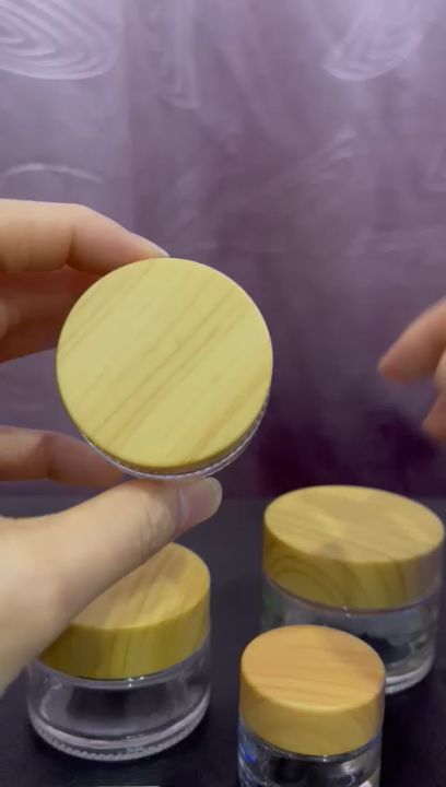 cream jar 10g/20g/30g/50g/100g clear Glass Cream Jar Bottle(1pc)Cosmetic containers(WOODEN CAP ...