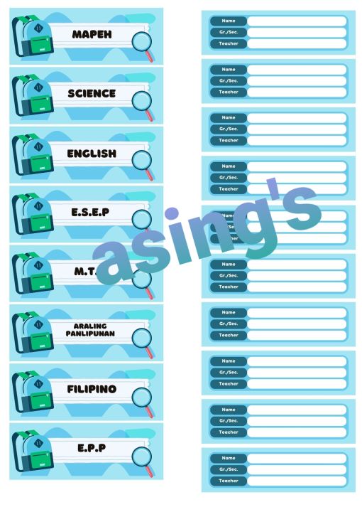Notebook Name Sticker Label Tag for boys and girls upcoming school year ...
