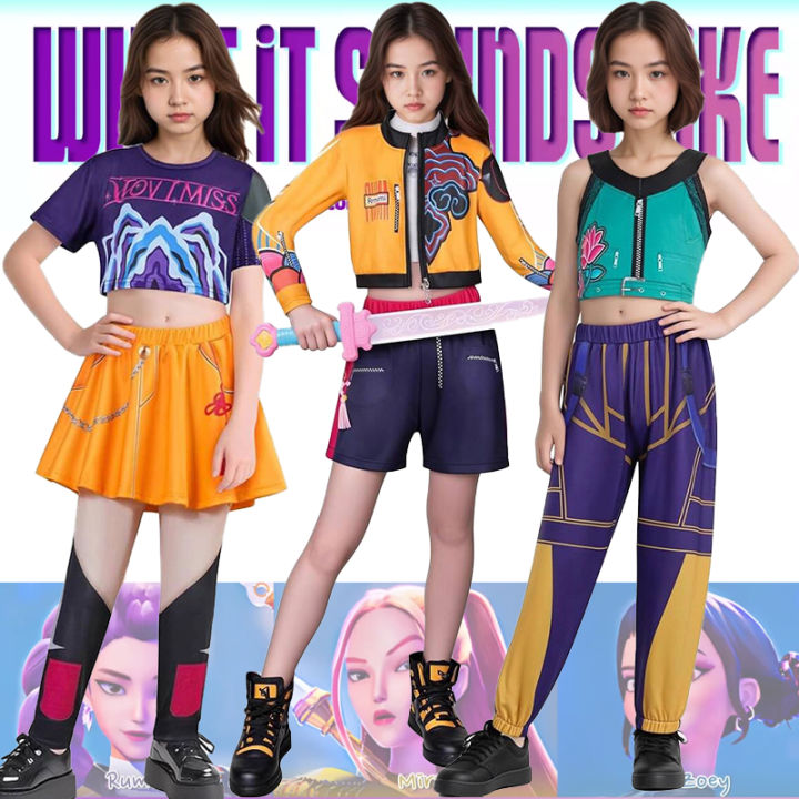 2025 New Movie K-Pop Demon Hunters Mira Rumi Zoey Cosplay Costume For Kids Girl Halloween Stage ...