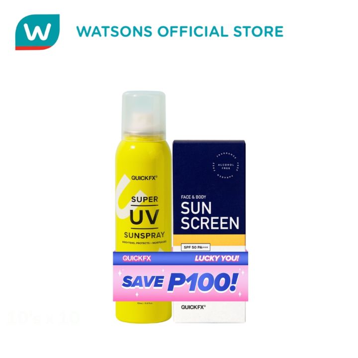 QUICKFX Super UV Sunspray 150ml Plus Sunscreen 30g | Lazada PH