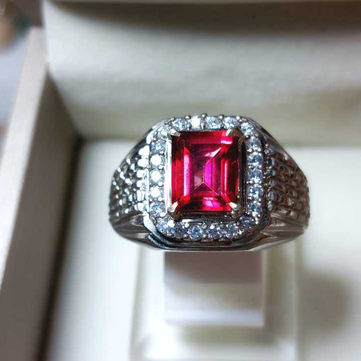 CINCIN BATU PERMATA RED TOPAZ EKSKLUSIF | Lazada Indonesia