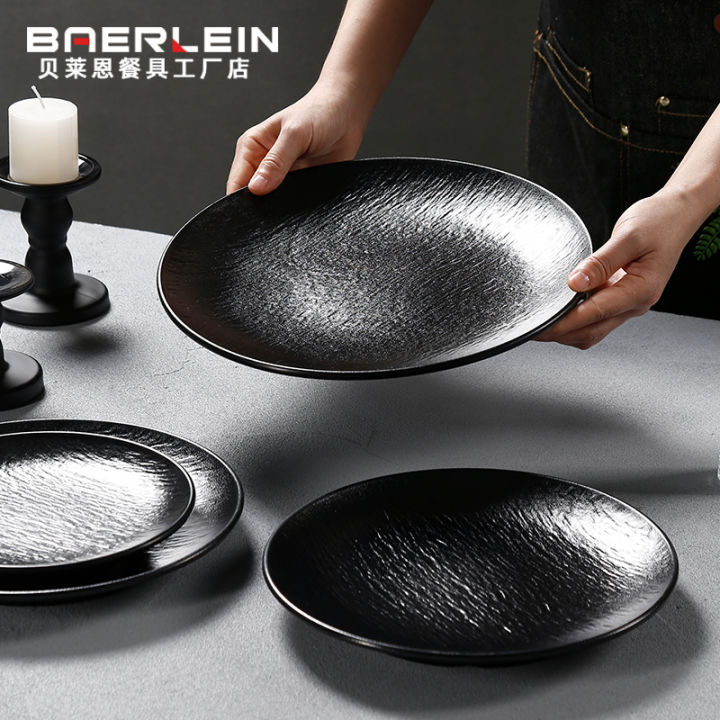High-End Black Stone Pattern Restaurant Dinnerware Commercial Use BBQ ...