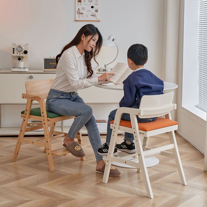 White Solid Wood Children's Lifting Study Chair Adjustable Primary ...