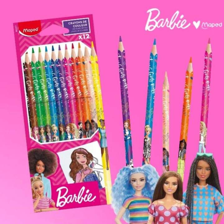 Maped สีไม้ บาร์บี้ 12 สี มาเพ็ด COLOR' PEPS (MAPED x Barbie) ด้ามจับ ...