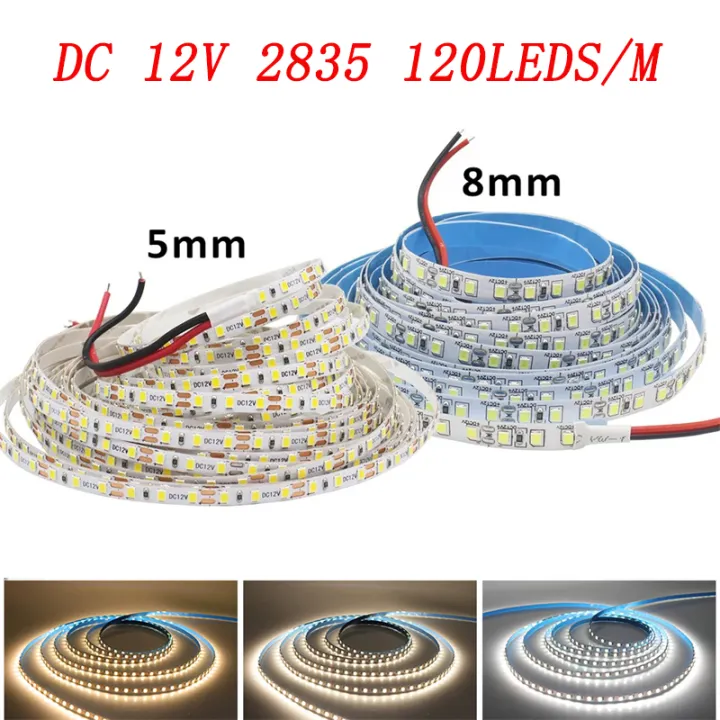 12V Led Strip Light SMD 2835 5mm 8mm PCB Width 120Leds/m Flexible ...