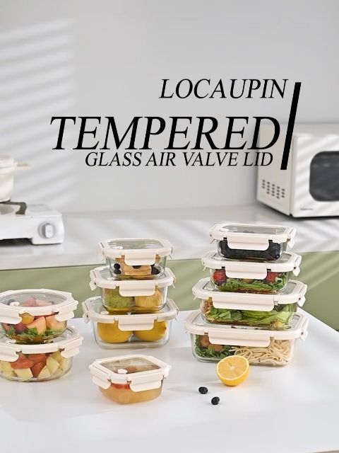 LOCAUPIN BUNDLE SET Food Storage Organizer Tempered Glass Lunch Box ...