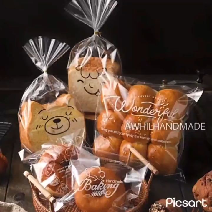 100pcs Self Adhesive Bread Cake Bakery Food Transparent Opp Plastic ...