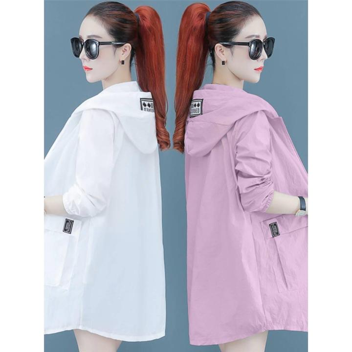 Women's Summer Loose Sun Protection Clothing Thin Medium-Length plus ...