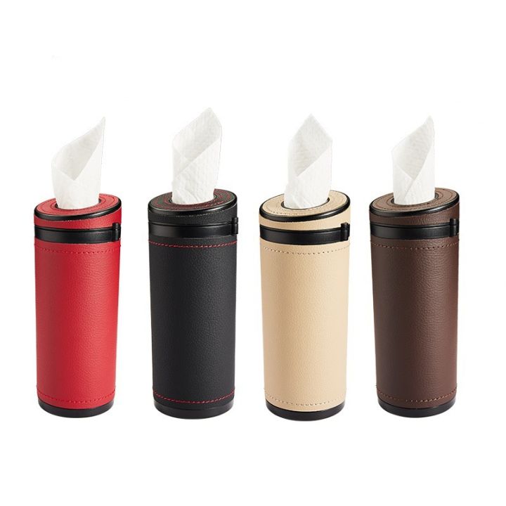 Proton Car Cylinder Tissue Box Portable Holder Cup Leather Tissue ...