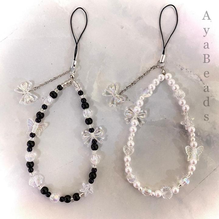 Phone Strap Beads Monochrome | Gantungan hp Inisial/Nama | Gantungan hp ...