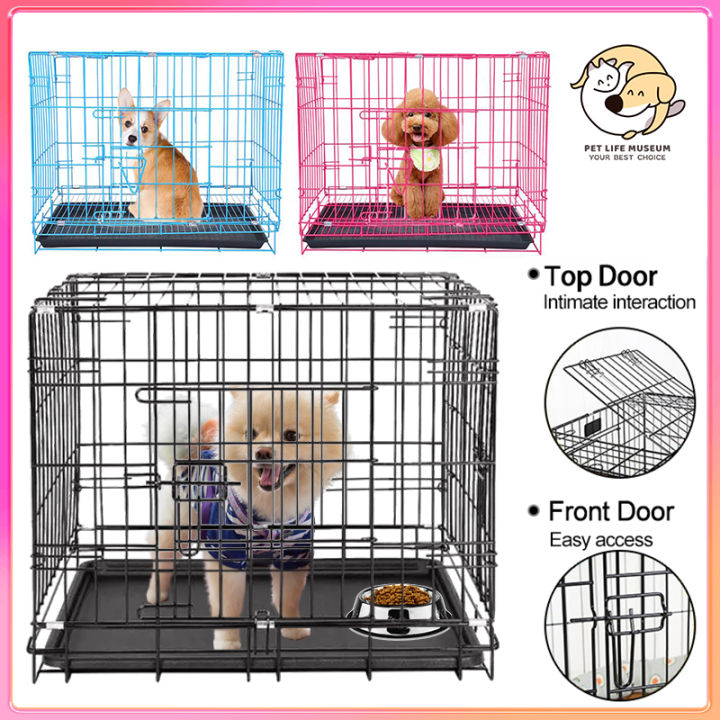 Dog Cage with Poop Tray Pet Collapsible Cage Foldable Pet Cage | Lazada PH