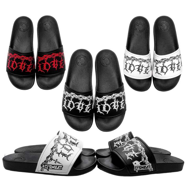 พร้อมส่ง🎲 รองเท้าแตะแบบสวมผู้ชาย ลาย LOVE แนว Looker gang 40-45 พื้น ...