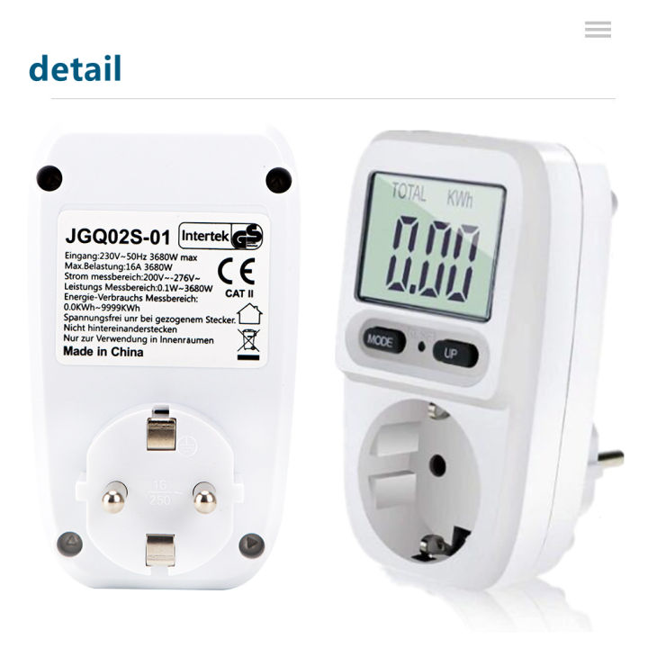 Current Meter Socket Digital Wattmeter AC 230V-250V 16A AC Test Power ...