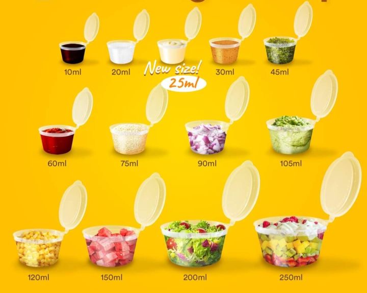 50pcs Hinged Cups for Sauce, Gravy, Dippings | Disposable Microwavable ...