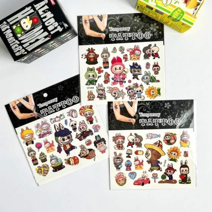 Temporary tattoo karakter labubu / mainan tato temporer anak kartun ...
