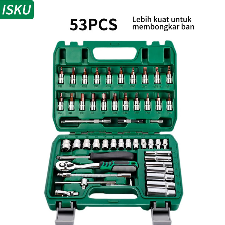 ISKU Kunci sok set lengkap 53pcs (1/4 ") 100% Original/kunci l 1 set ...