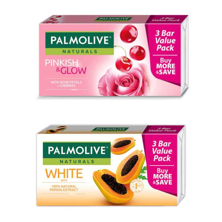 Palmolive Naturals Pinkish & Glow Beauty Bar Soap, Palmolive Naturals White Beauty Bar Soap ...