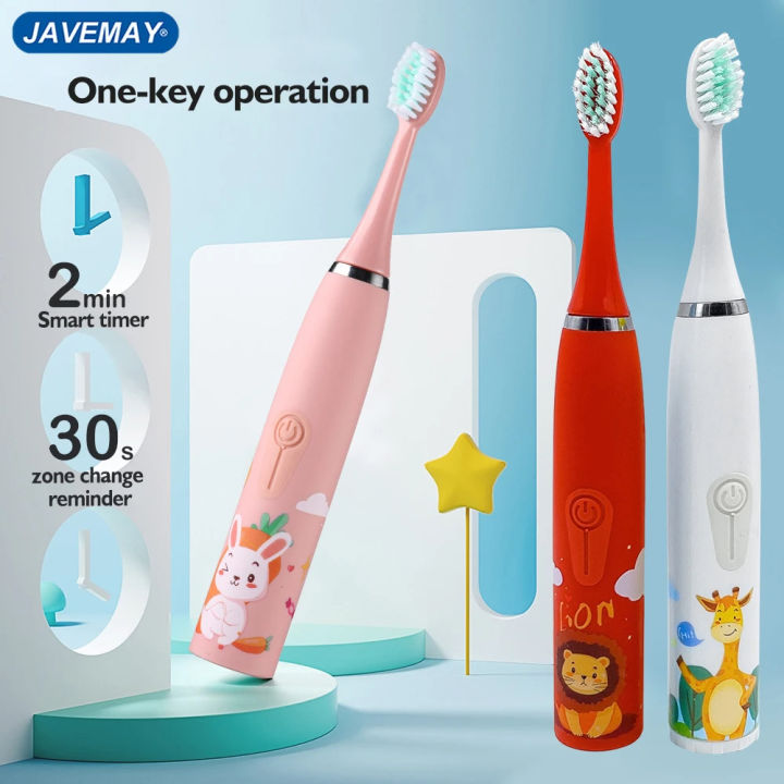JAVEMAY Children's Electric Toothbrush for Kids Sonic Cute Rabbit ...