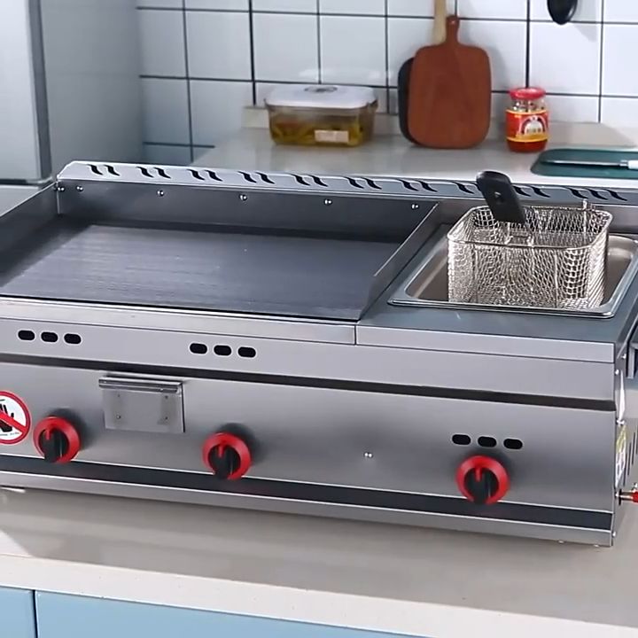 JINDIN 40 Type Burger Griddle and Deep Fryer 16L Heavy Duty Burger ...