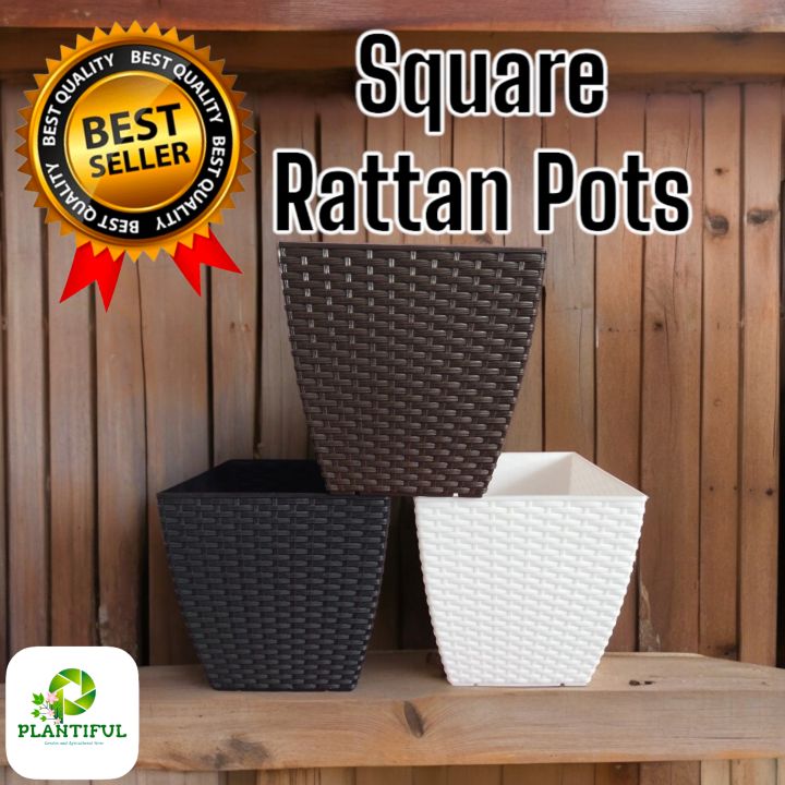 Square Ratan Pots | Aesthetic Design | Design like a true ratan weave ...