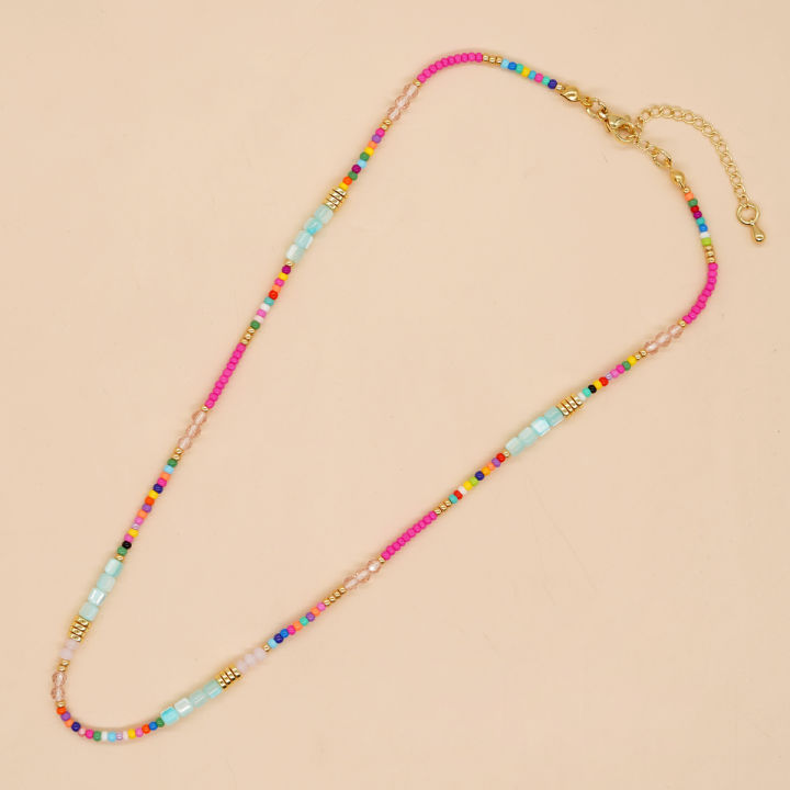 สร้อยคอลูกปัดโบฮีเมียน Go2boho สำหรับผู้หญิงสีรุ้งหลากสีสำหรับฤดูร้อนสร้อยคอคริสตัลโบฮีเมียน ...