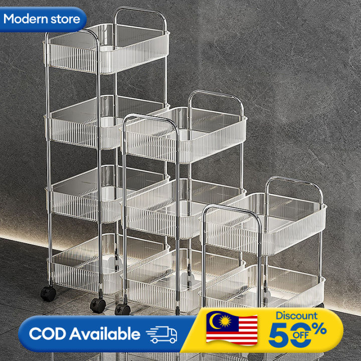 Multi-layer Acrylic Trolley Transparent Trolley Cosmetics Bedroom ...