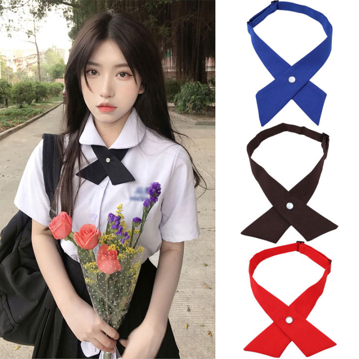 Japanese Korean Cross Tie Thai School Uniform Tie for Girl Student Jk Uniform Shirt Tie ...