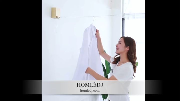 HOMLÈDJ Japanese Clothesline | Retractable Stainless Steel Rope | Wall ...